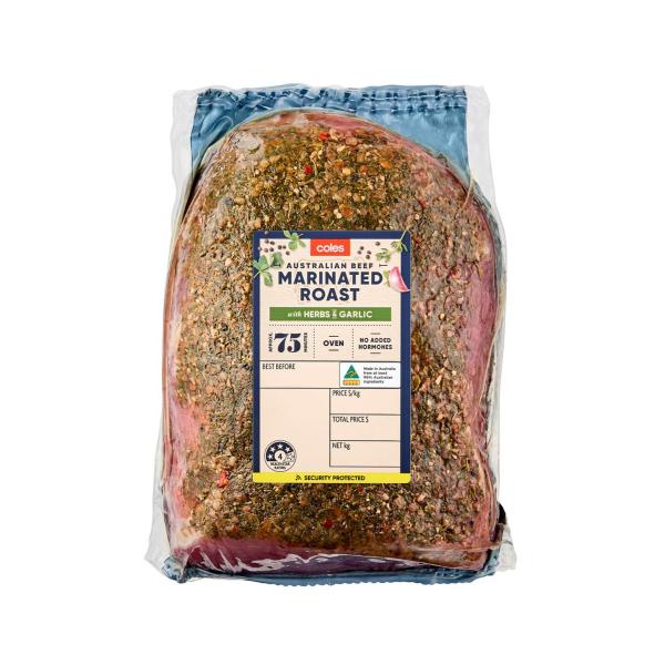 Buy Coles Beef Roast Marinated With Herb & Garlic approx. 1.1kg | Coles