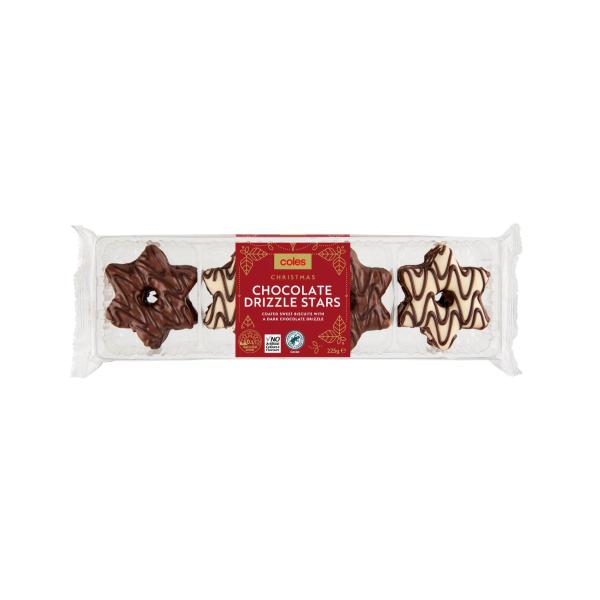 Buy Coles Christmas Chocolate Drizzle Stars 225g | Coles