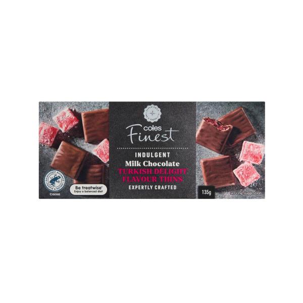 Buy Coles Finest Milk Chocolate Turkish Delight Thins 135g | Coles