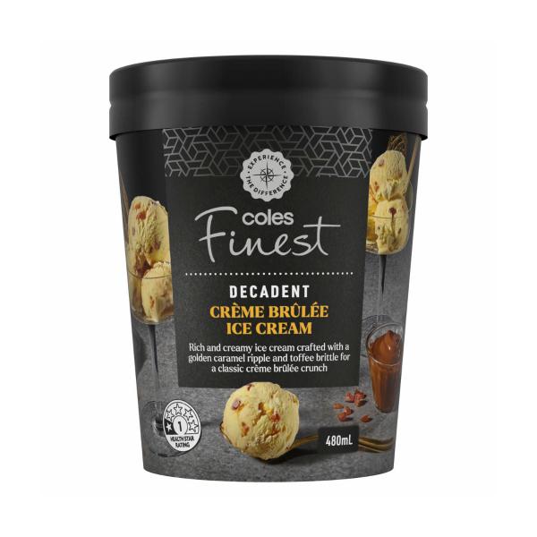 Buy Coles Finest Decadent Creme Brulee Ice Cream Tub 480mL | Coles