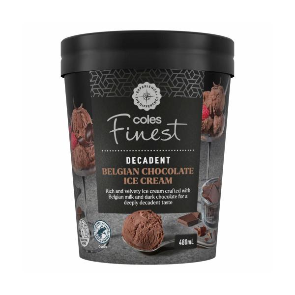 Buy Coles Finest Belgian Chocolate Ice Cream 480mL | Coles