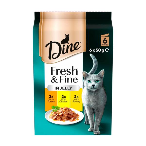 Buy Dine Fresh & Fine Chunks In Jelly With Chicken Turkey & Poultry Cat ...