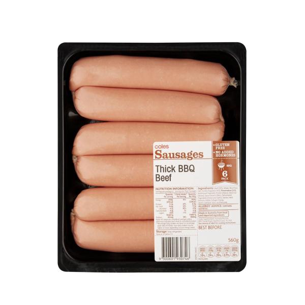 Buy COLES SAUSAGES THICK BBQ BEEF | Coles