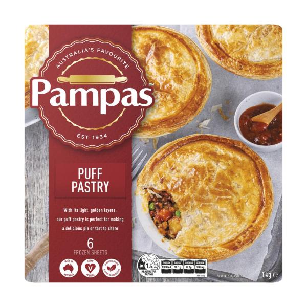 Buy Pampas Frozen Puff Pastry Sheets Regular 1kg | Coles