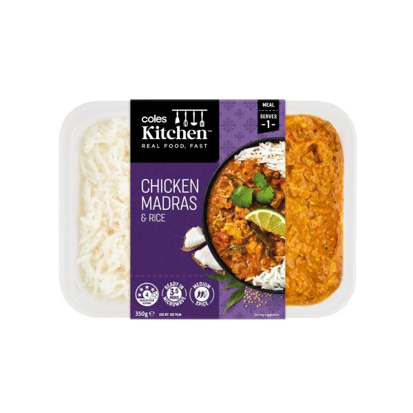 Buy Coles Kitchen Chicken Madras & Rice 350g | Coles