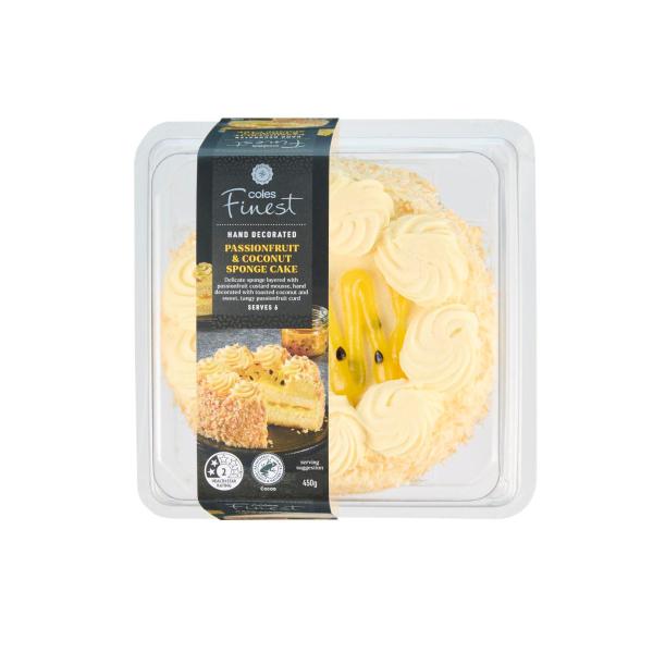 Buy Coles Finest Hand Decorated Passionfruit And Coconut Sponge Cake ...