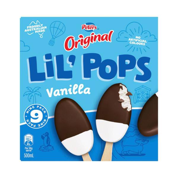 Buy Peters Original Lil Pops Vanilla 9 Pack 500 ML | Coles