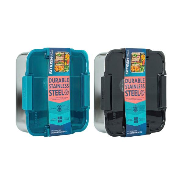 Buy Smash Ss Blue 4 Compartment Square Bento 1.7l 1 Each | Coles