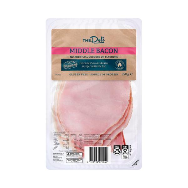 Buy The Deli Middle Bacon 350g | Coles