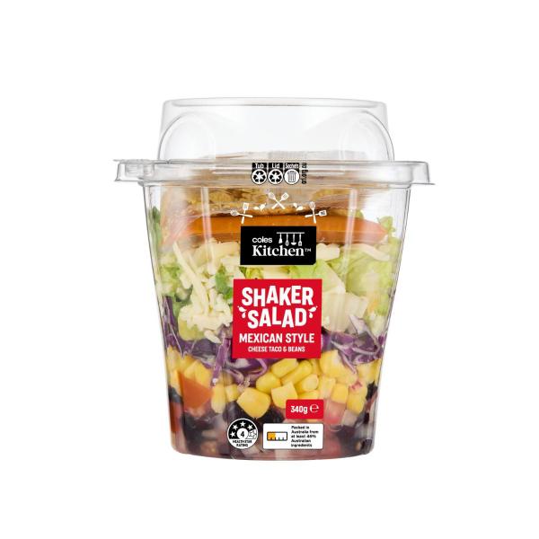 Buy Coles Kitchen Mexican Style Cheese Taco & Beans Shaker Salad 340g ...
