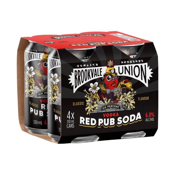 Buy Brookvale Union Vodka Red Pub Soda 6% Can 330mL 4 Pack | Coles