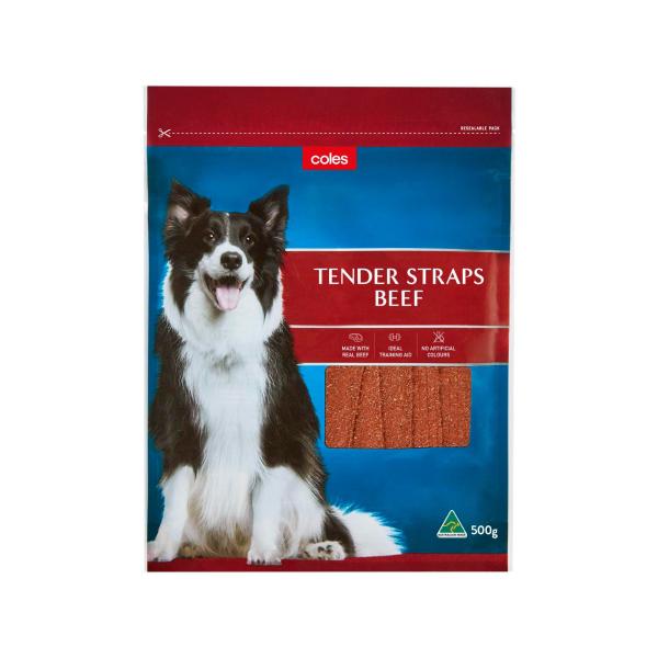 Buy Coles Tender Beef Straps Dog Treats 500g | Coles