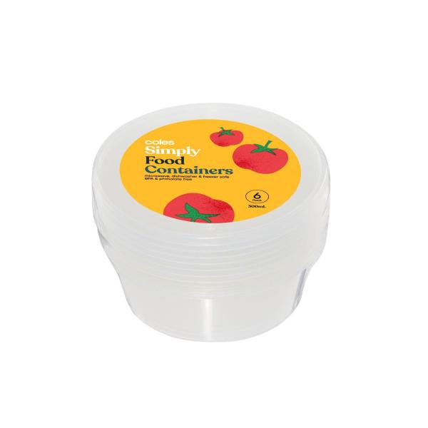 Buy Coles Simply Food Containers 300ml 6 Pack | Coles