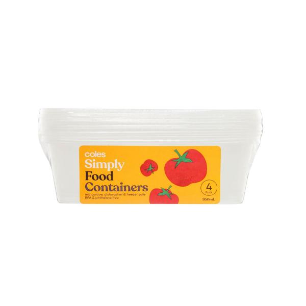 Buy Coles Simply Food Containers 950ml 4 Pack | Coles