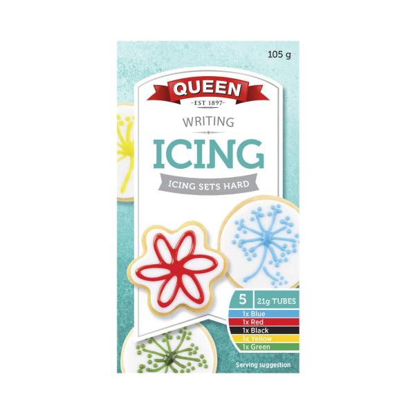 Buy Queen Writing Icing Multipack Colour Tubes 5 Pack 105g | Coles