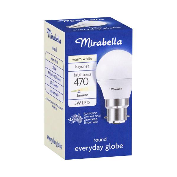 Buy Mirabella Led Globe Fancy Round Bayonet Cap 6 Watt Pearl 1 each | Coles