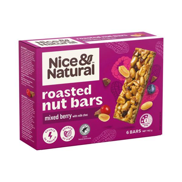 Buy Nice & Natural Nut Bars Mixed Berry Multipack Snacks 6 Pack 192g ...