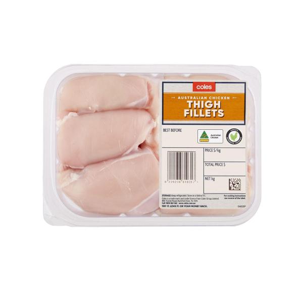 Buy Coles RSPCA Approved Chicken Thigh Fillets Skin Off approx. 150g ...
