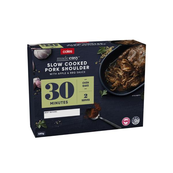 Buy Coles Made Easy Slow Cooked Pork Shoulder With Apple & Bbq Sauce ...