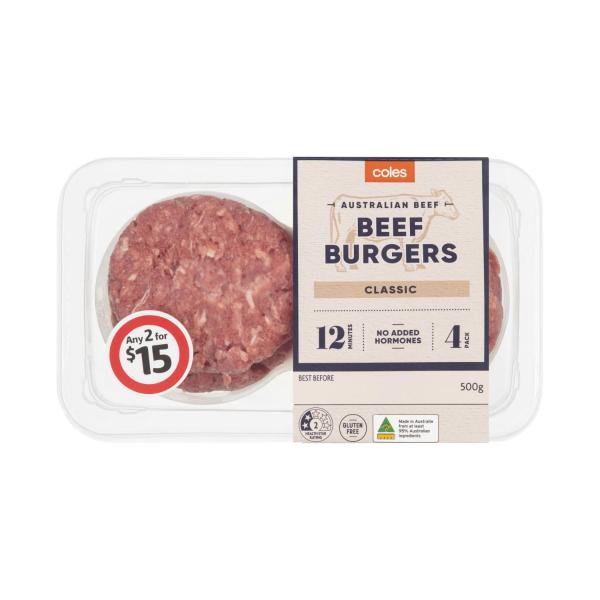 Buy Coles Beef Burgers 500g | Coles