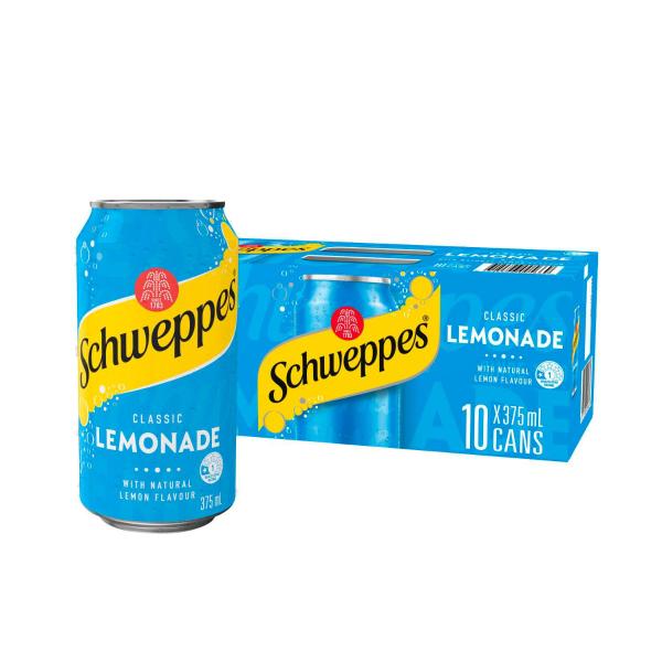 Buy Schweppes Lemonade Soft Drink Multipack 375ml 10 Pack | Coles
