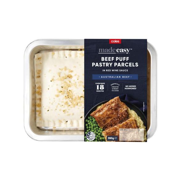 Buy Coles Made Easy Beef Puff Pastry Parcels In Red Wine Sauce 350g | Coles