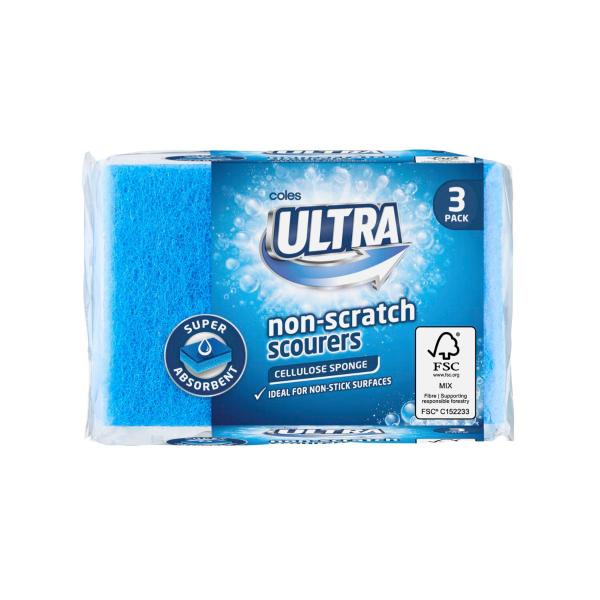 Buy Coles Ultra Celulose Scourers Sponge Non-scratch 3 Pack | Coles