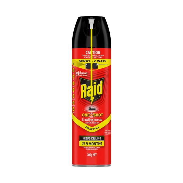 Buy Raid One Shot Pest Surface Crawling Insects Spray Target Kill 300g ...