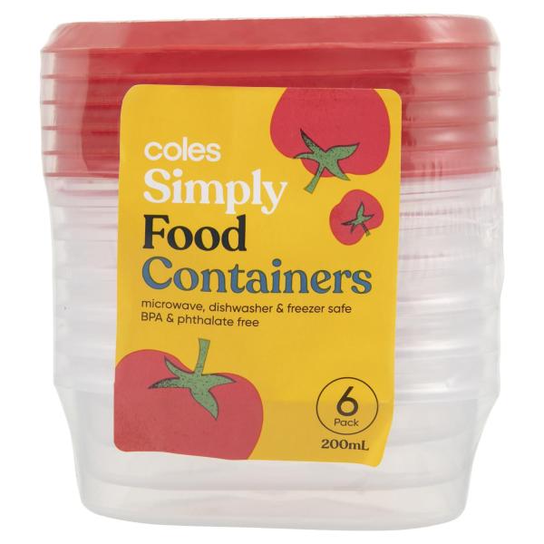 Buy Coles Simply Food Containers 200ml 6 Pack | Coles