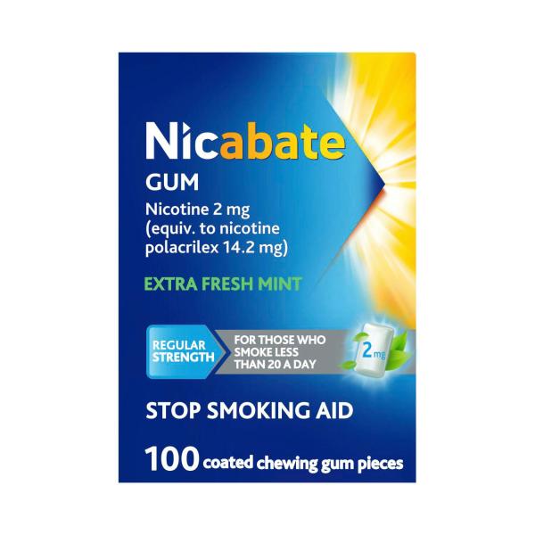 Buy Nicabate Quit Smoking Chewing Gum Regular Strength 2mg Nicotine 100 ...