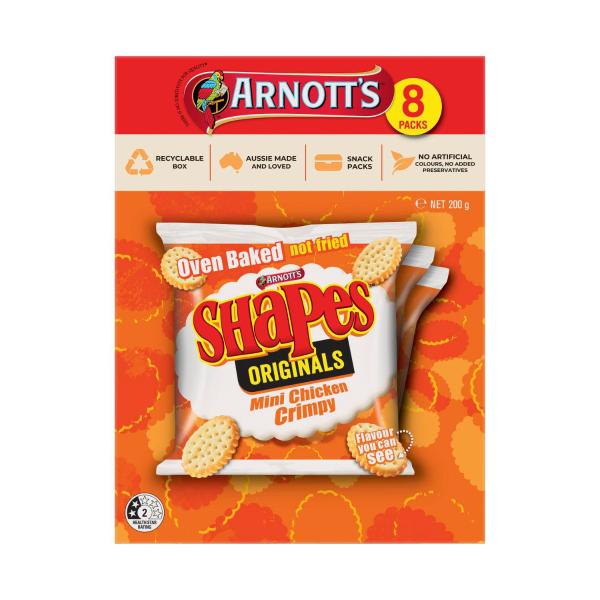 Buy Arnott's Shapes Chicken Crimpy Multipack 8 Pack 200g | Coles
