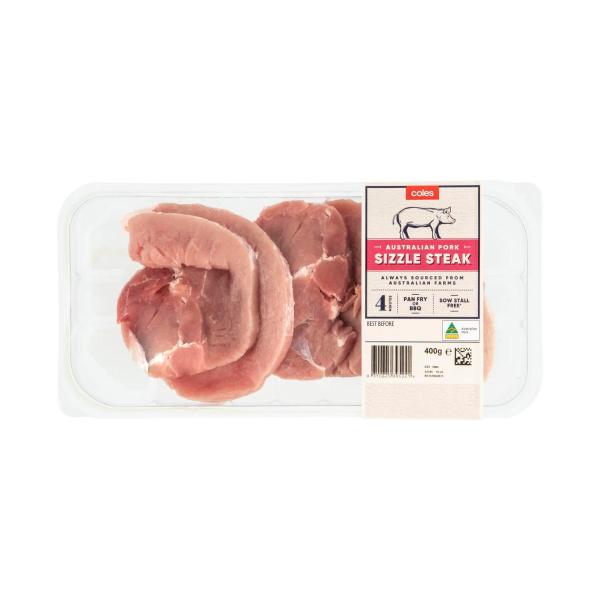 Buy COLES PORK 11X9 SIZZLE STEAK | Coles