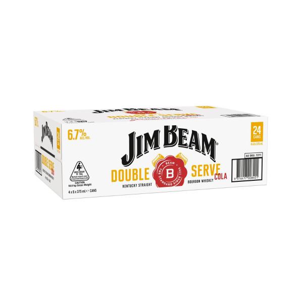 Buy Jim Beam Double Serve Can 375ml 24 Pack | Coles