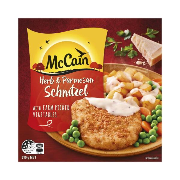 Buy McCain Red Box Plated Herb & Parmesan Chicken Schnitzel 310g | Coles