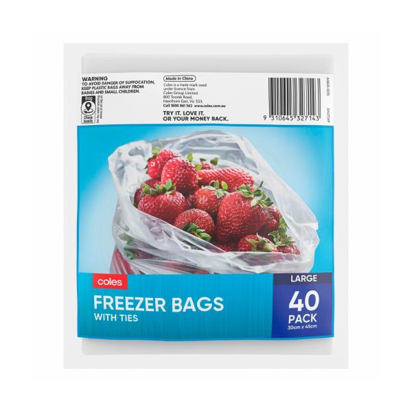 Buy Coles Bags Freezer Large 40 pack | Coles