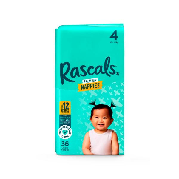 Buy Rascals Premium Nappies Size 4 (10-15kg) 36 Pack | Coles