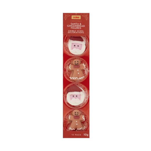 Buy Coles Christmas Santas & Gingerbread Icing Decorations 12 Pack | Coles