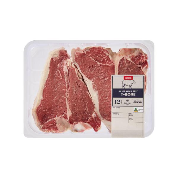 Buy Coles No Added Hormone Beef T Bone Steak approx. 750g each | Coles