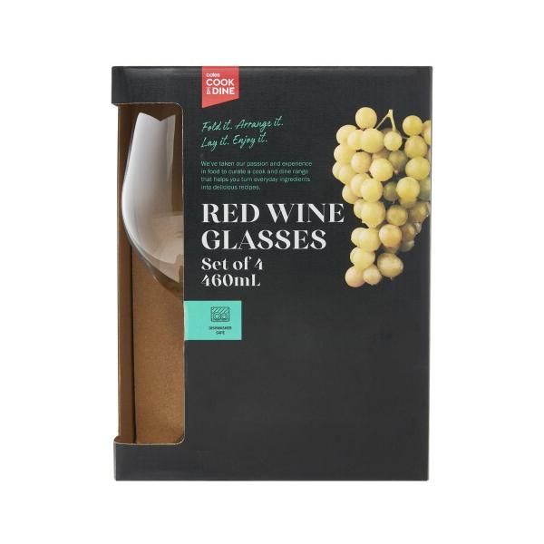 Buy Cook & Dine Red Wine Glasses 4 pack | Coles