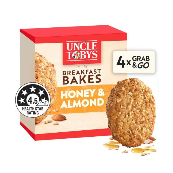 Buy Uncle Tobys Breakfast Bakes Honey And Almond Oats 4 Pack 260g | Coles