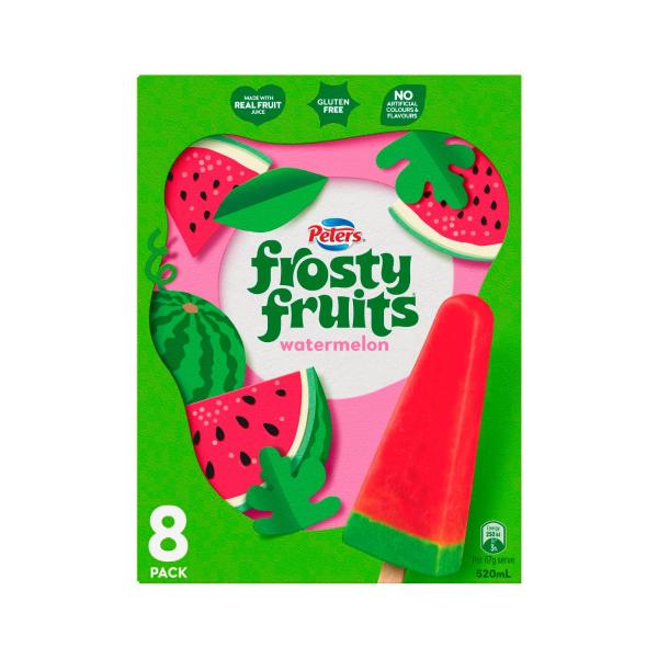 Buy Peters Frosty Fruits Watermelon Ice Blocks 8 Pack 520mL | Coles