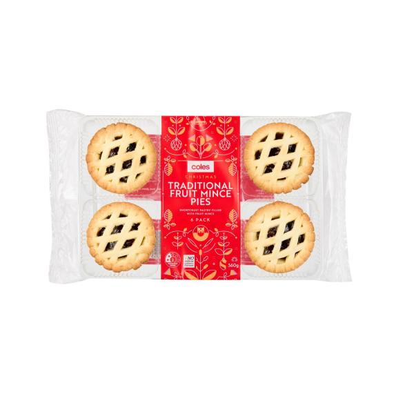 Buy Coles Christmas Traditional Fruit Mince Pies 6 Pack 360g | Coles