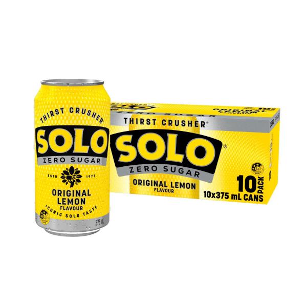 Buy Solo Zero Sugar Original Lemon Soft Drink Cans Multipack 375ml 10 ...