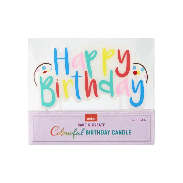 Buy Coles Bake & Create Colourful Birthday Candle 3 piece | Coles