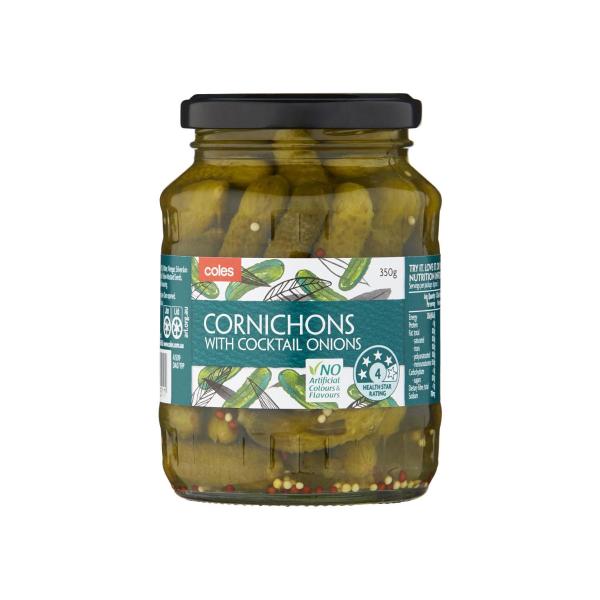 Buy COLES CORNICHONS W MINI ONIONS | Coles