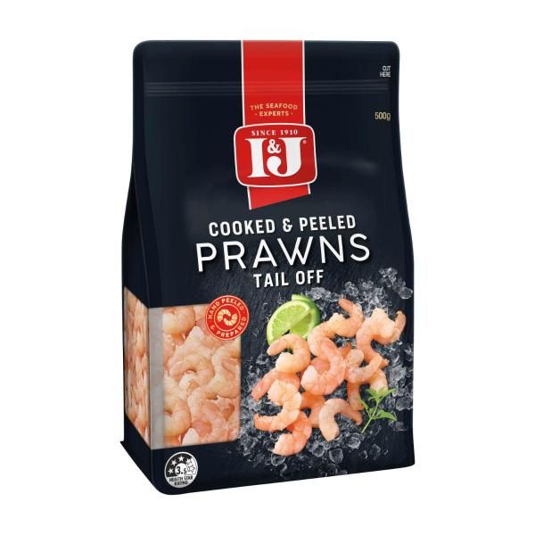 Buy I&J The Finest Frozen Prawns Cooked & Peeled Tail Off 500g | Coles