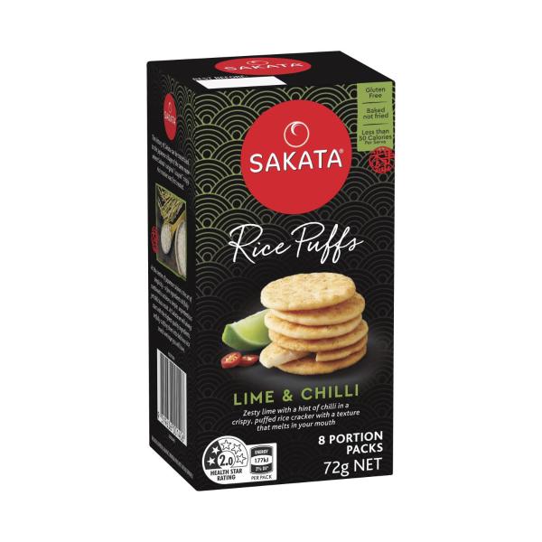 Buy Sakata Lime & Chilli Rice Puffs Crackers 72g | Coles