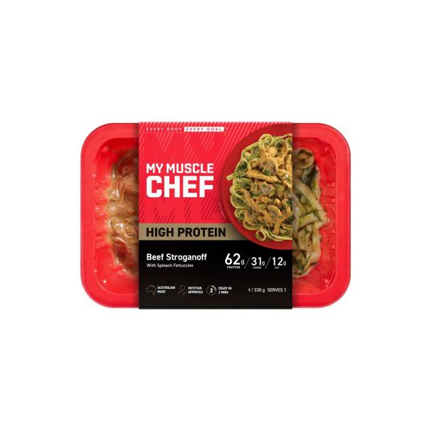 Buy My Muscle Chef Beef Stroganoff Fettuccine 330g | Coles
