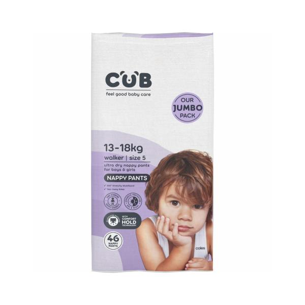 Buy CUB Nappy Pants Walker Size 5 Jumbo (13-18kg) 46 Pack | Coles