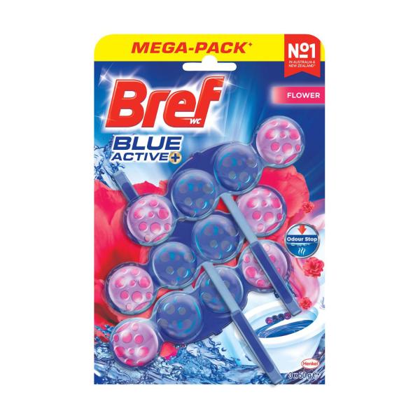 Buy Bref Blue Active Toilet Cleaner Rim Block Flower 3x50g 150g | Coles